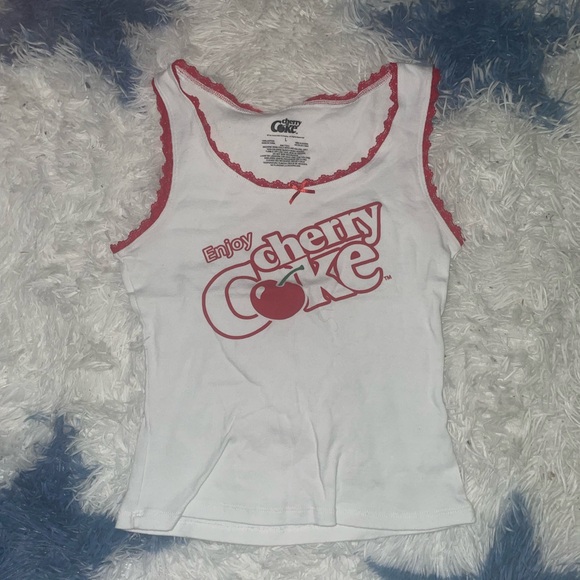 Coca Cola | Tops | Coca Cola Cherry Coke White And Red Tank | Poshmark